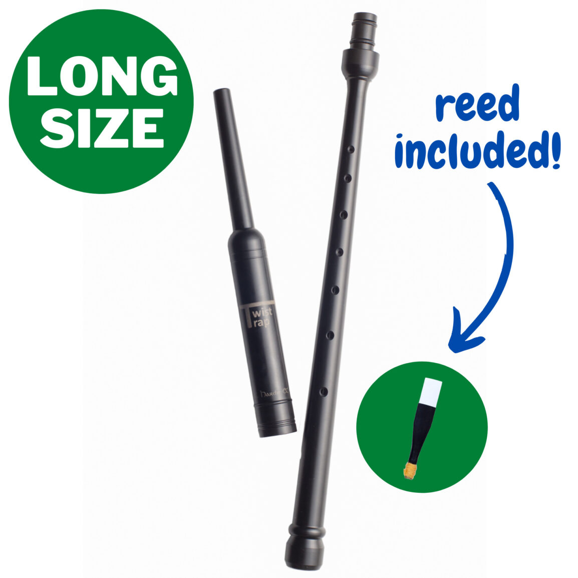 Bagpipe Practice Chanter by R.G. Hardie, Extended Length Black