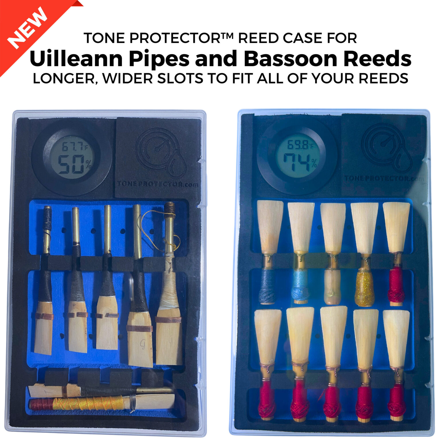 Tone Protector™ Bagpipe Reed Case - Two-Way Humidity Control